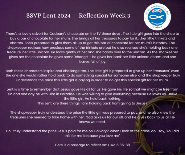 Lenten Reflection 2024 - Week 3 - SSVP Scotland